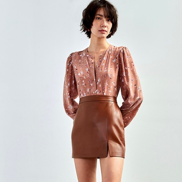 Aritzia | Skirts | Aritzia Vegan Leather High Waisted Brown Mini Skirt | Poshmark